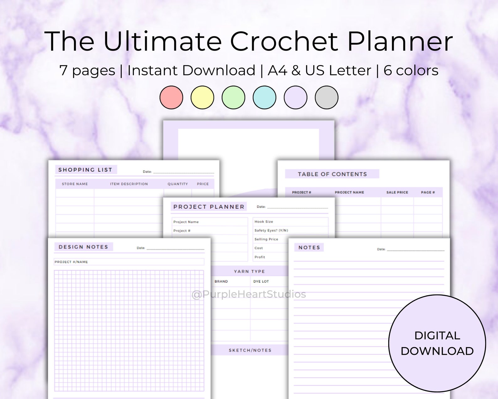 Printable Crochet Planner, Crochet Journal for Business PDF, Fillable ...