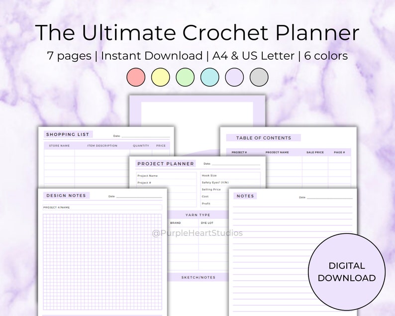 Printable Crochet Planner, Crochet Journal for Business PDF, Fillable ...