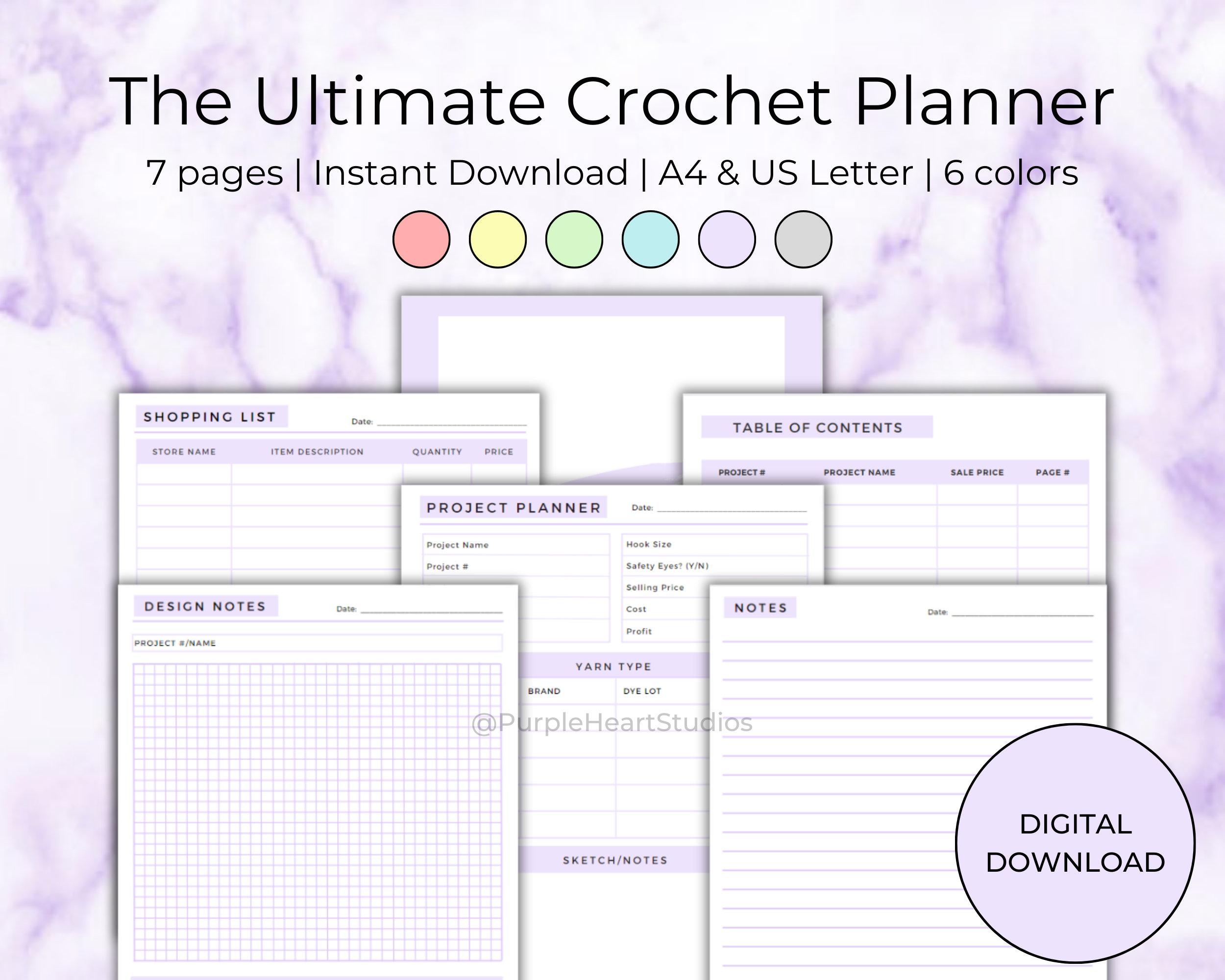 Printable Crochet Planner, Crochet Journal for Business PDF, Fillable ...