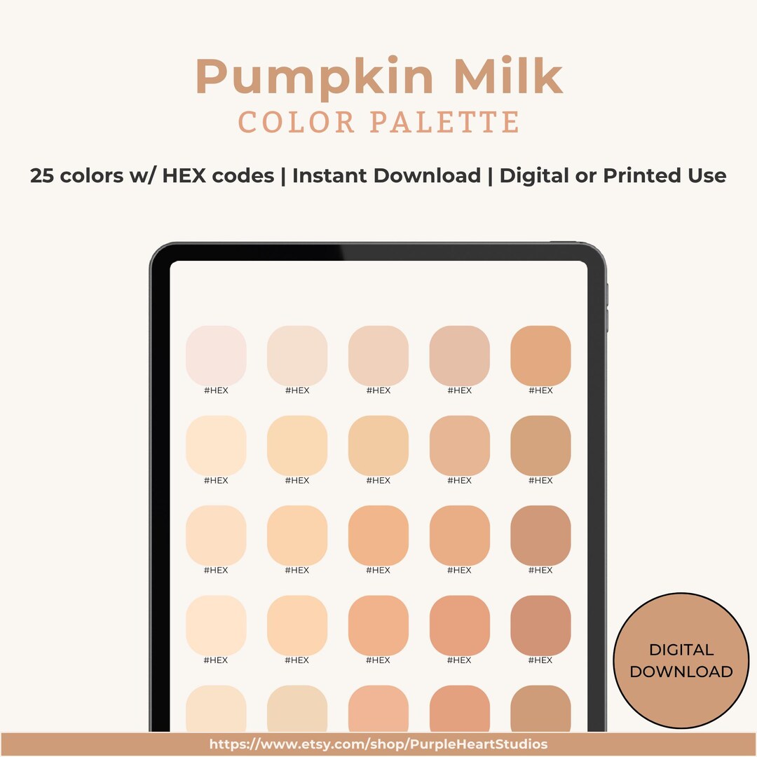 Pumpkin Milk Color Palette | 25 HEX Codes Color Swatches | Digital ...