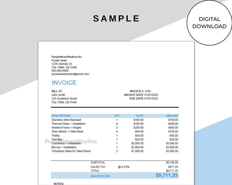 Professional Invoice Template, Editable Pdf/word/google Docs/google ...