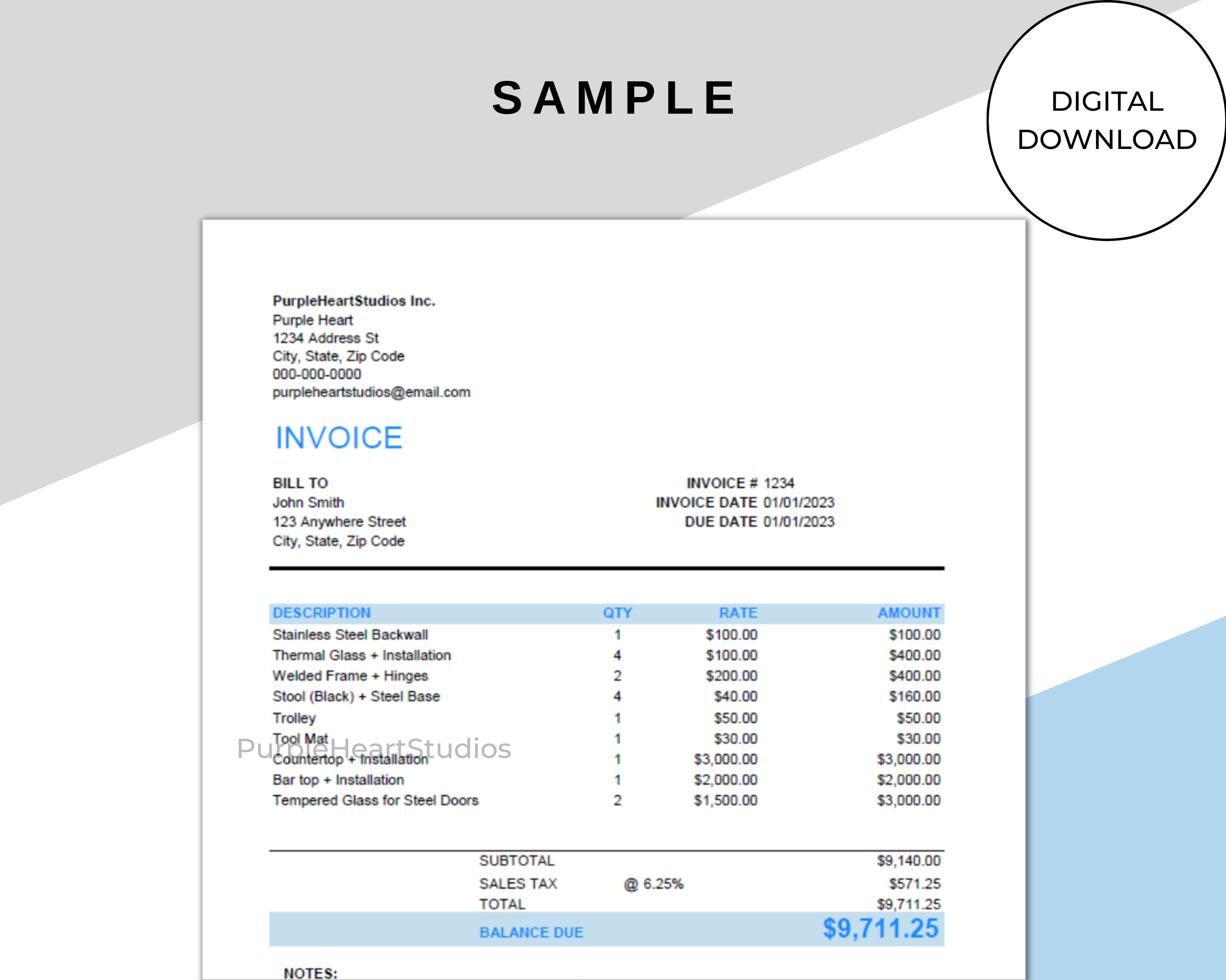 Professional Invoice Template, Editable Pdf/word/google Docs/google ...