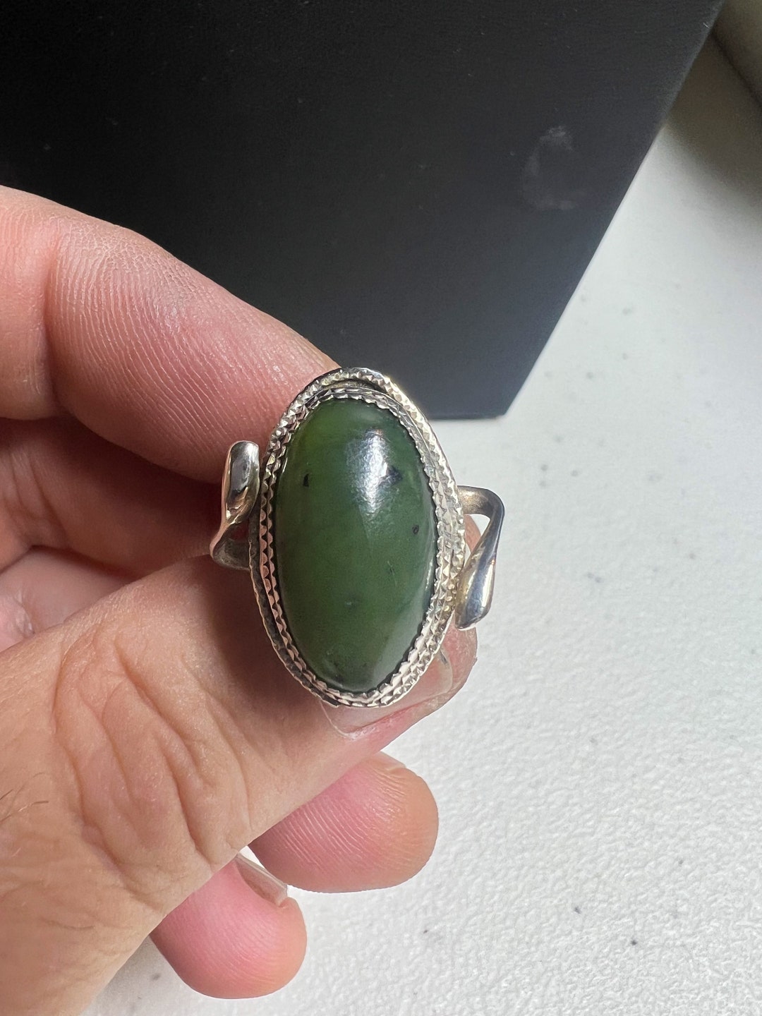Serpentine Jade Ring in Sterling Silver - Etsy