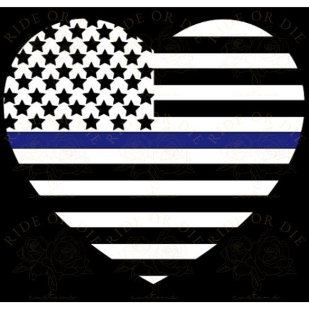 Thin Blue Line Law Enforcement Heart Flag Decal - Etsy