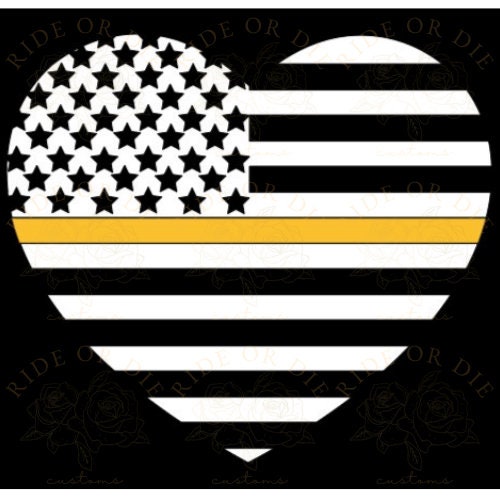 Thin Gold Line 911 Dispatcher Heart Flag Decal - Etsy