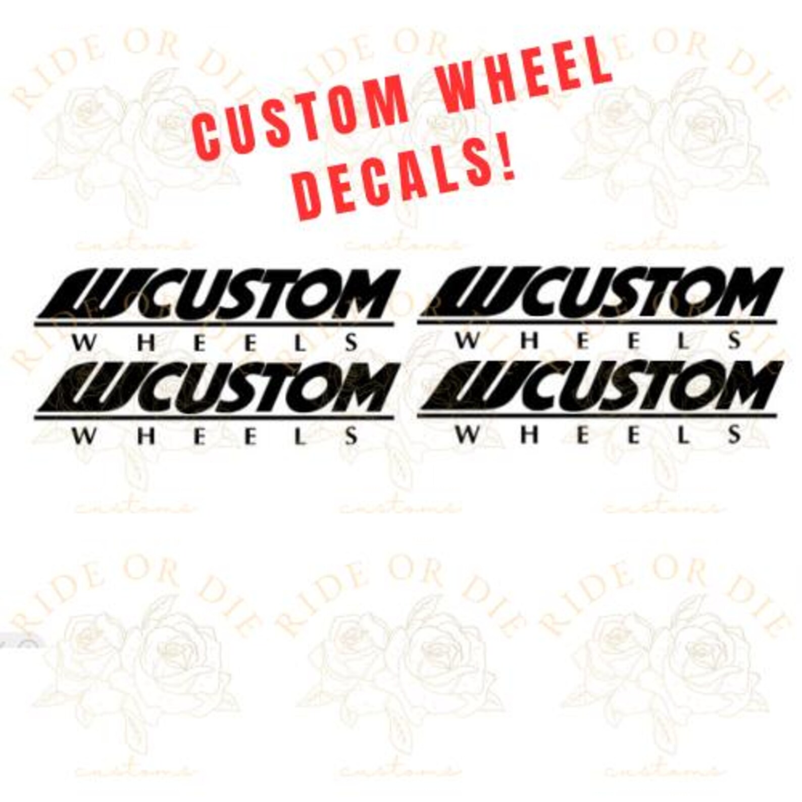 Custom Wheels Rim Vinyl Decal Sticker Set of 4 - Multi Sizes - Multi ...