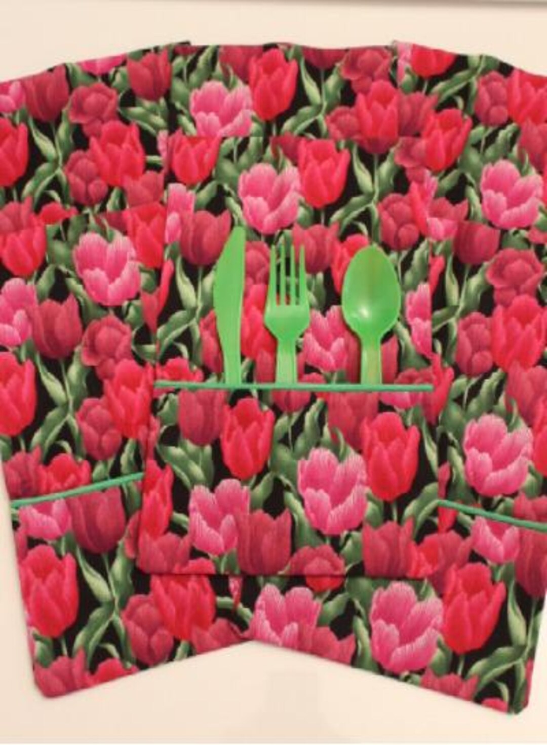 Spring Cloth Napkins (6) With Trim and 20 Inch Diameter Basket Cover - Etsy