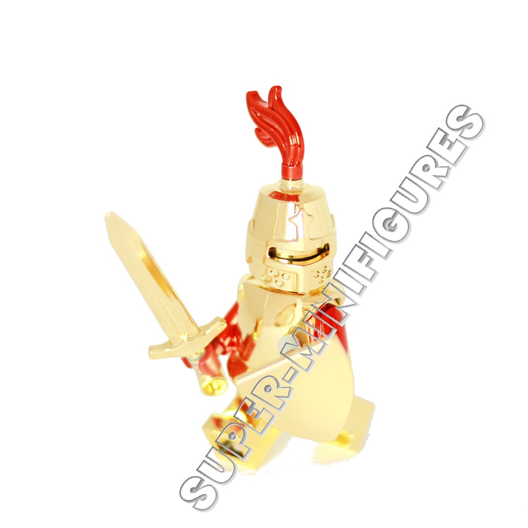 Lego Knight Castle Gold, Red Arms Chrome Minifigure custom MOC - Etsy