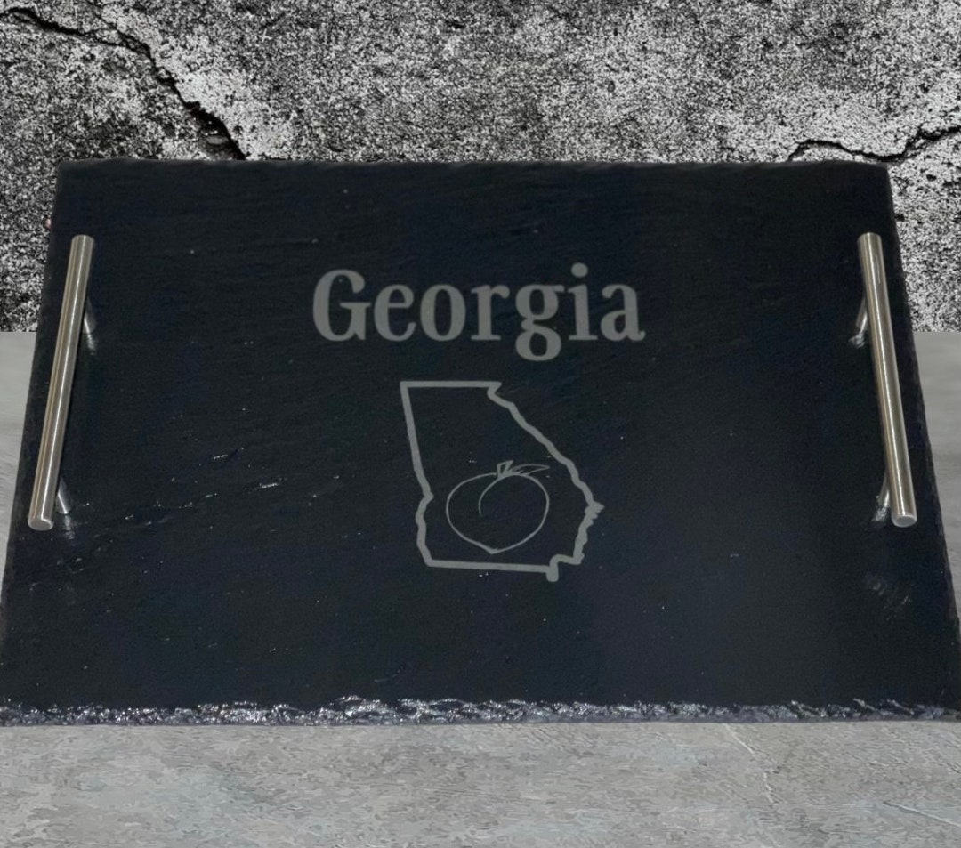 Personalized Slate Serving Tray With Handle Engraved Food Safe ...