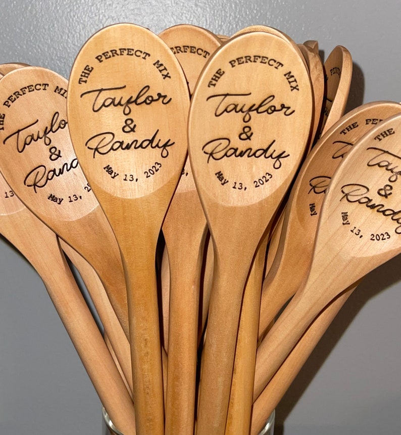 Personalized Decorative Wood Spoon Custom Engraved Natural Color Wooden ...