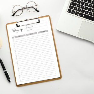 Sign up Sheet Printable | Event Sign up Sheet | A4, A5, Half & Letter ...