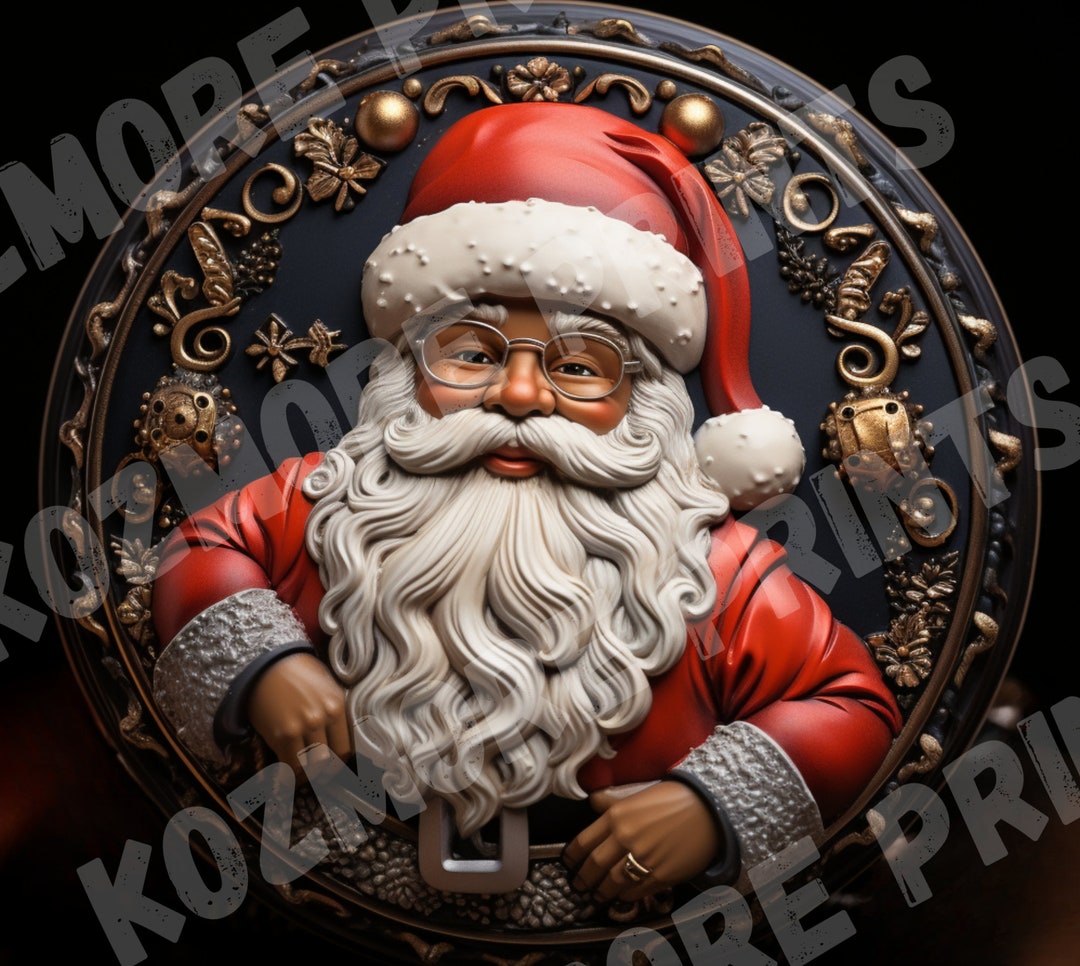 Black Santa African American Santa SVG for Sublimation Wreath Sign ...