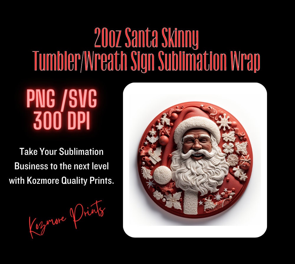 Black Santa African American Santa Clause Tumbler Wrap SVG PNG for ...