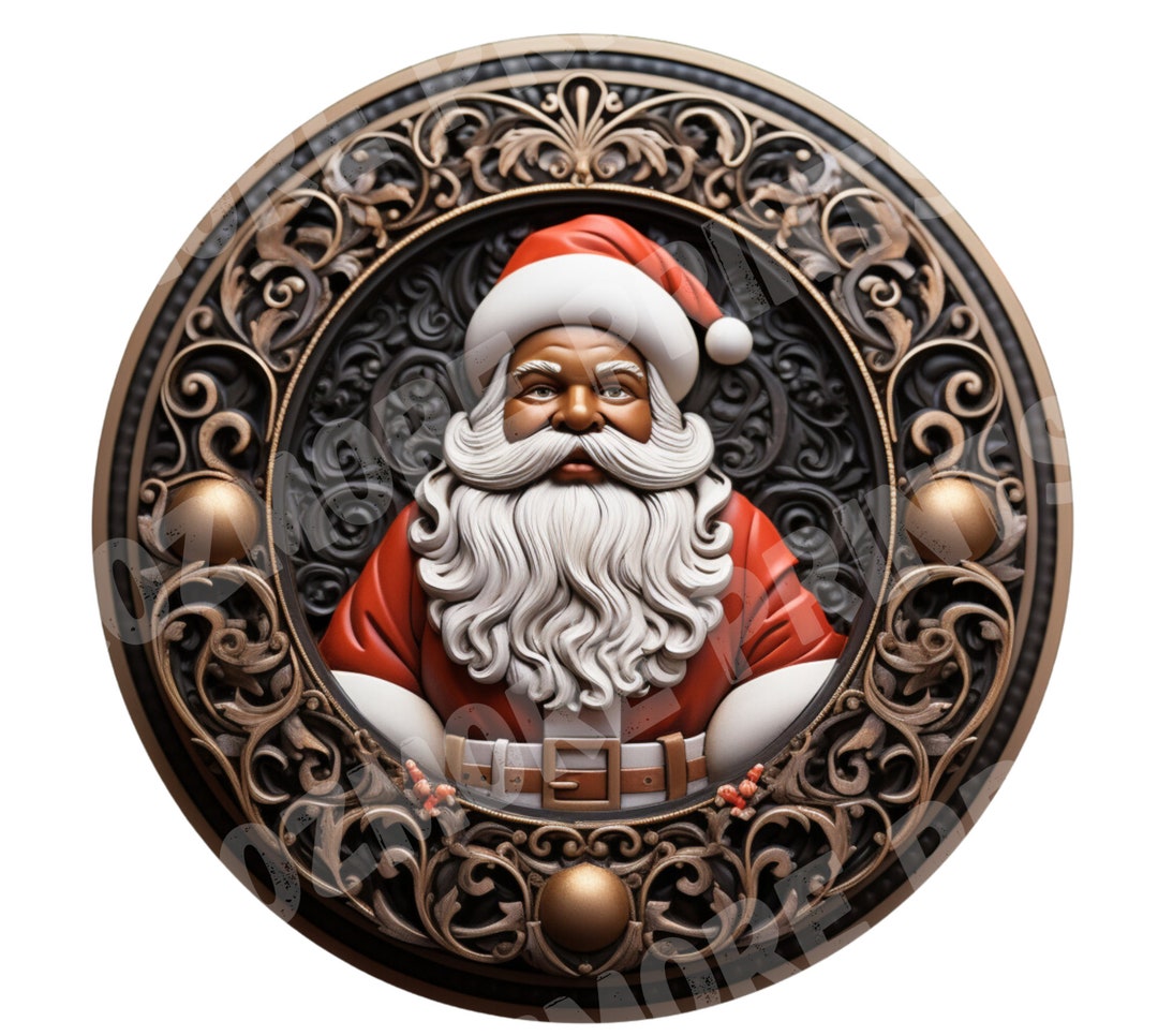 Black Santa African American Santa SVG for Sublimation Wreath Sign ...