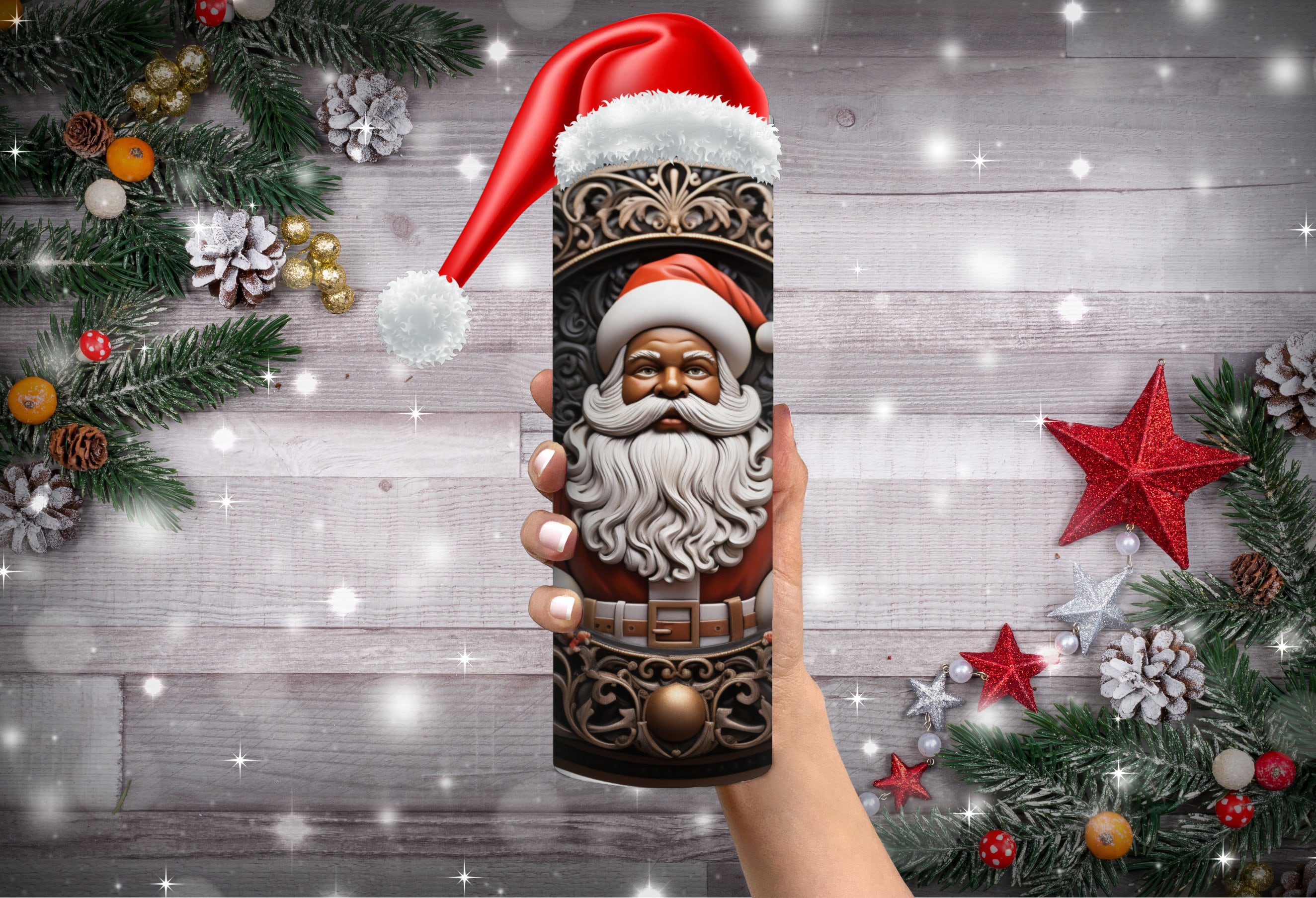 Black Santa African American Santa SVG for Sublimation Wreath Sign ...