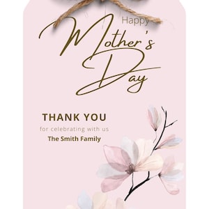 Mother's Day Pink Flower Digital Paper Tag, Mother's Day Party Decor ...
