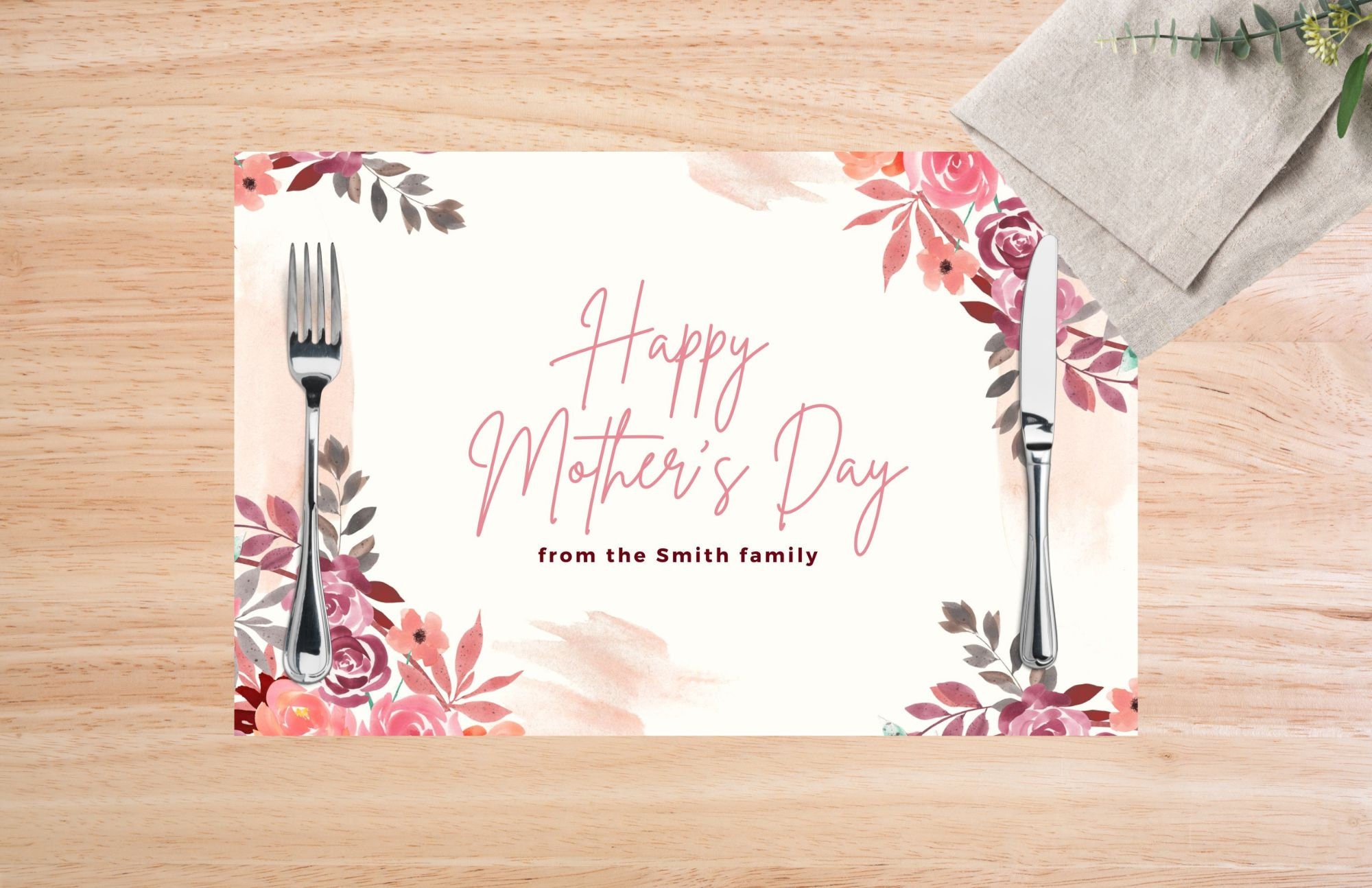 Mother's Day Roses Digital Paper Placemat, Mother's Day Party Decor ...