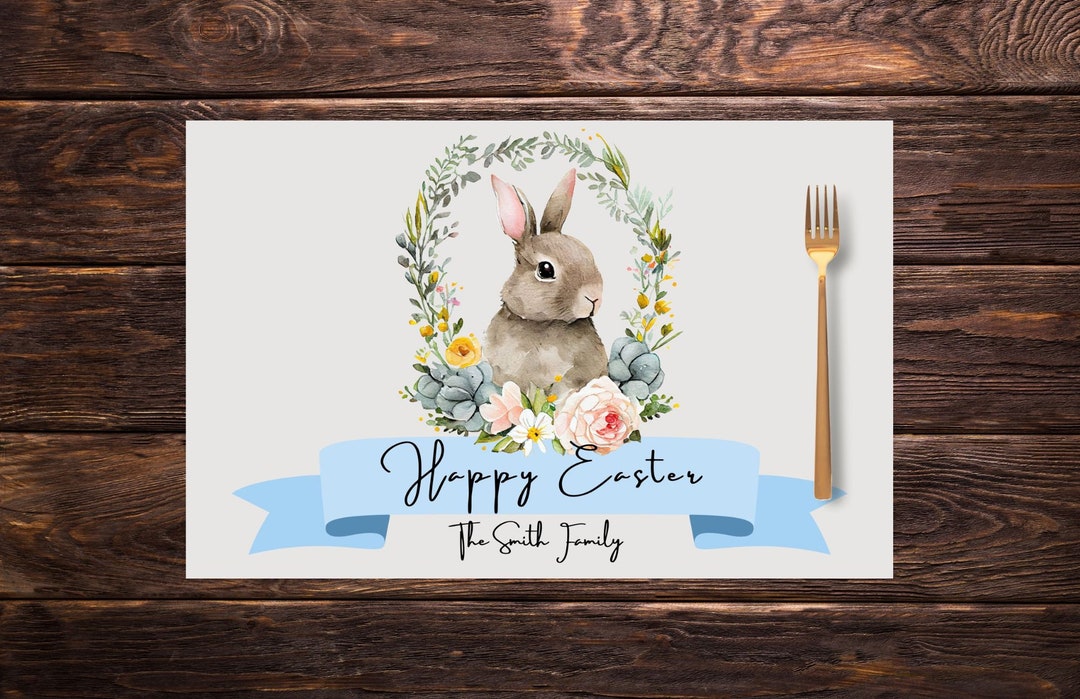 Easter Bunny Digital Paper Placemat, Easter Party Decor, Easter Table ...