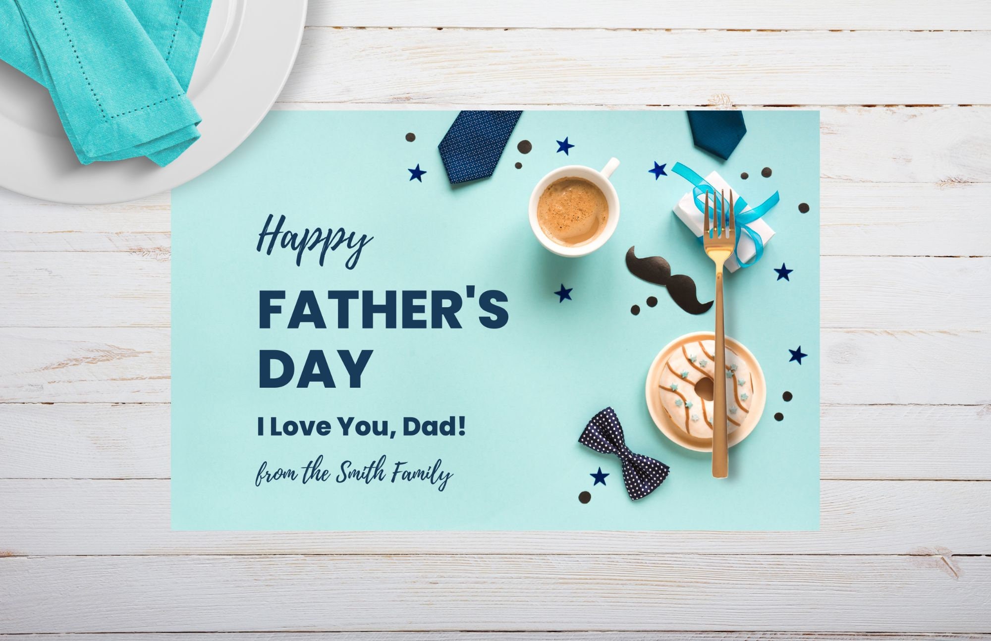 Father's Day Digital Paper Placemat, Father's Day Party Decor, Table ...