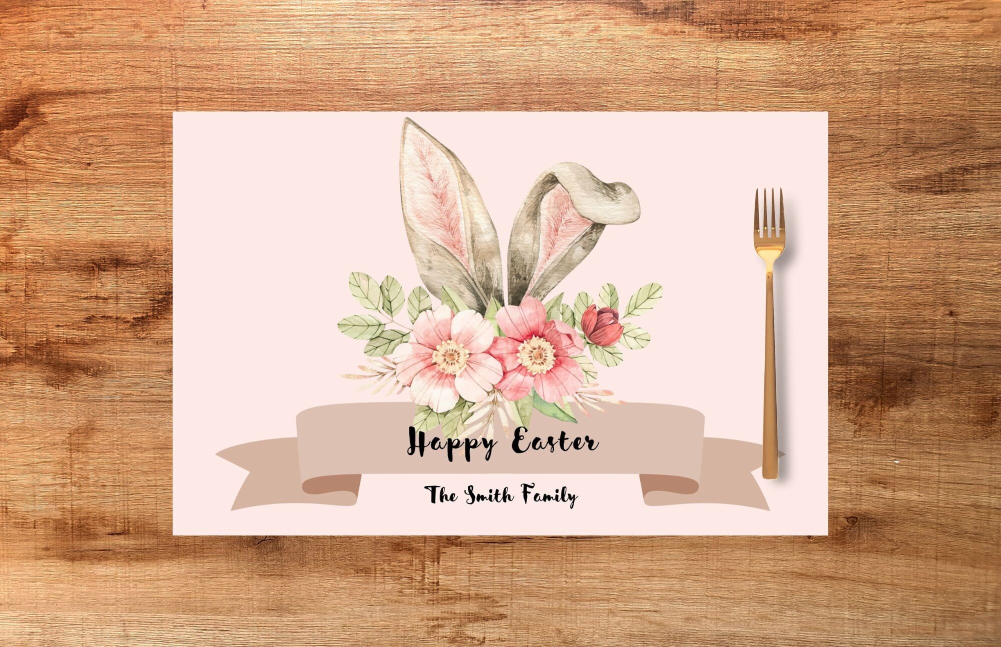 Easter Bunny Ears Digital Paper Placemat, Easter Party Decor, Easter ...