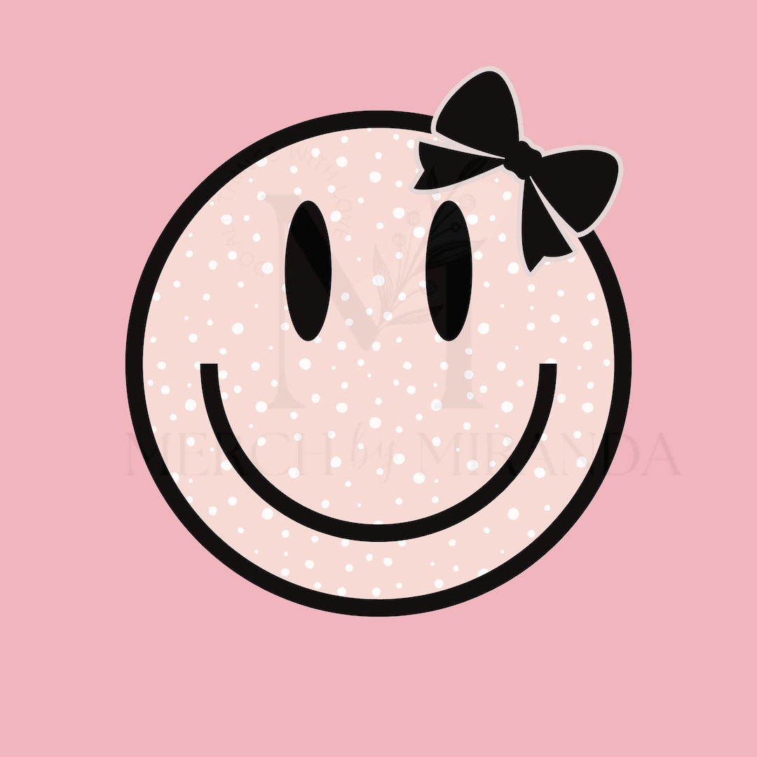 Polka Dot Smiley Face Png, Trendy Happy Face Png, Smiley With Bow ...