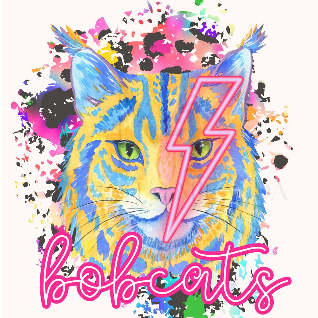 BOBCATS Mascot Neon Sublimation Design Digital Download School Spirit ...