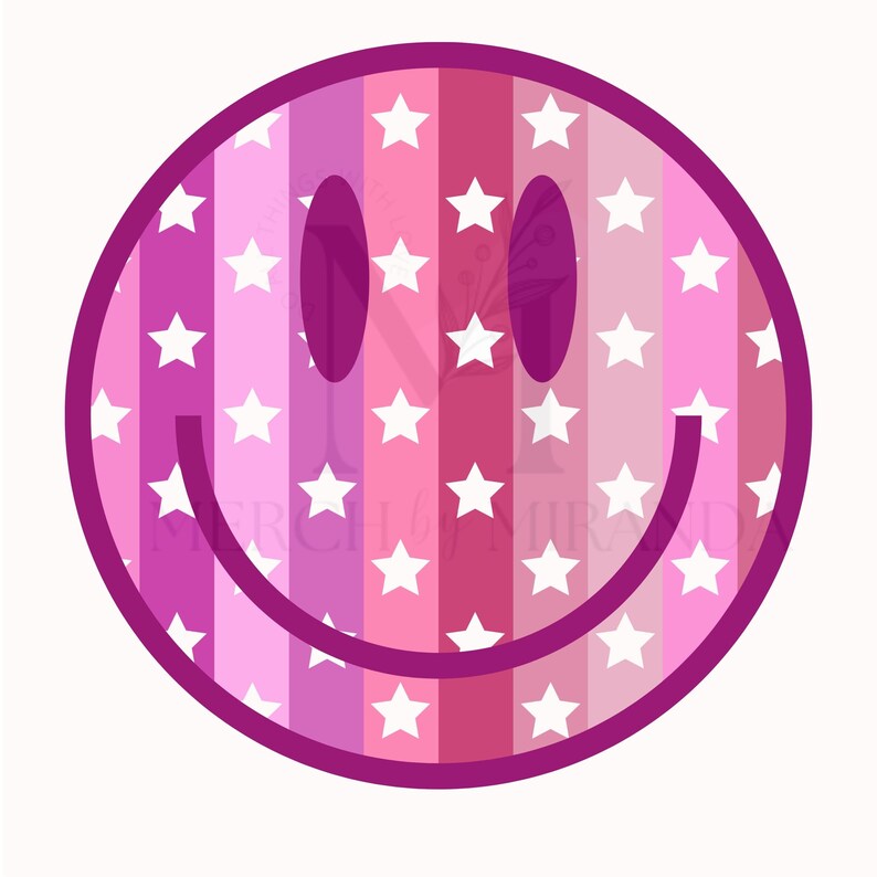 Star Smiley Face Png, Trendy Happy Face Png, Positive Vibes, Pink Stars ...