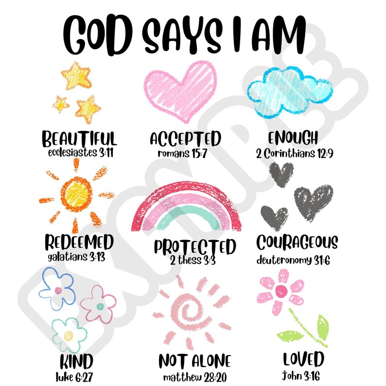 God Says I Am Sublimation Design Digital Download Kids Shirt PNG DTF ...