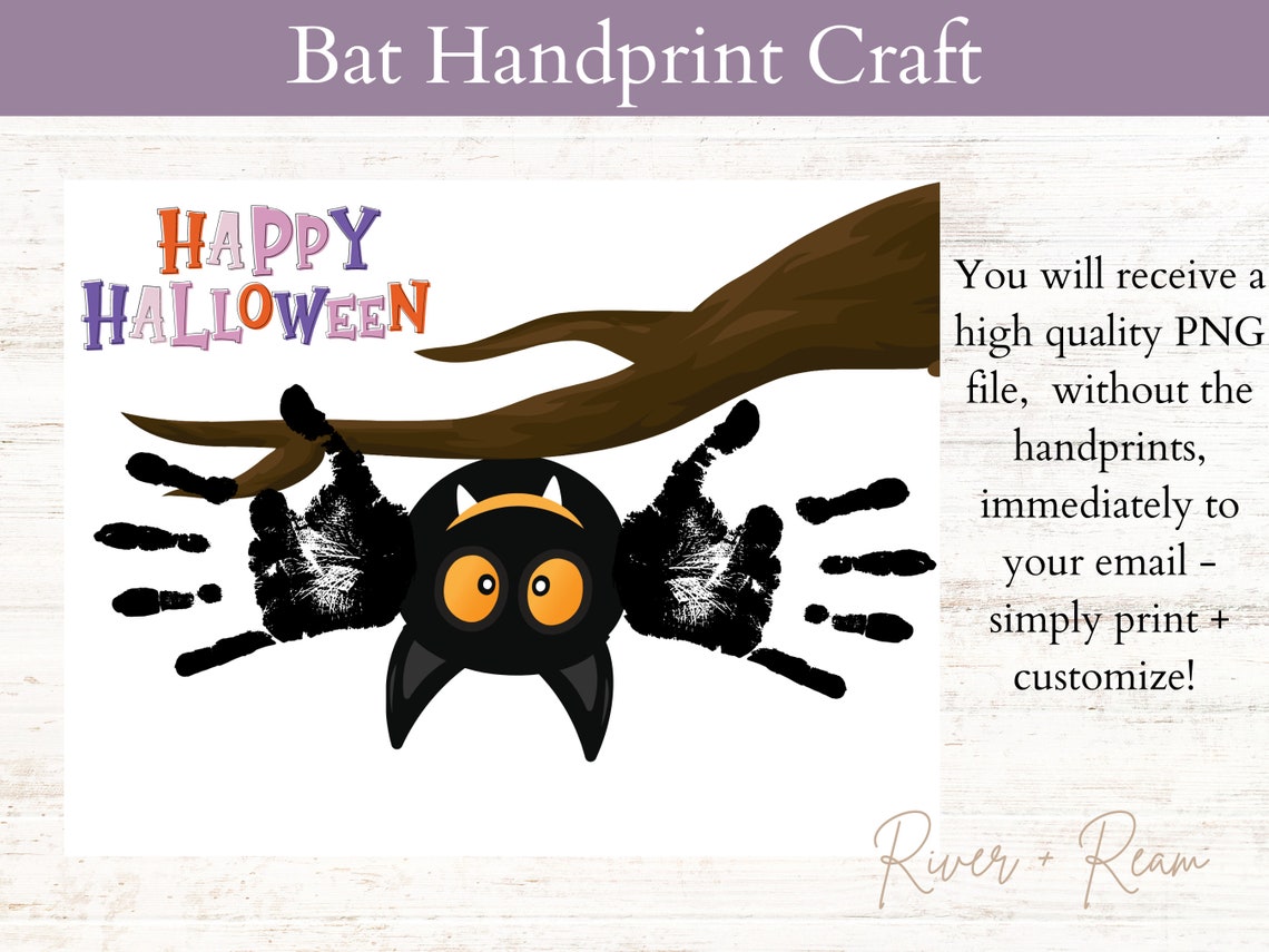 Bat Handprint Craft, Trick or Treat, Printable, Kid Craft, Daycare ...