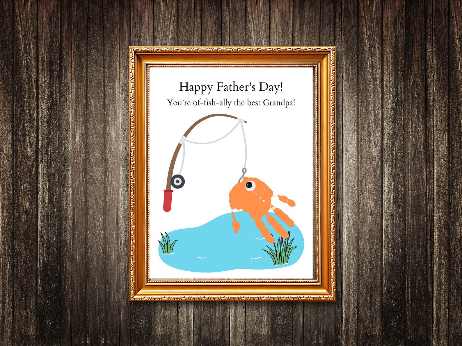 Father's Day Fishing for Grandpa Handprint Craft, Printable, Kid Craft ...