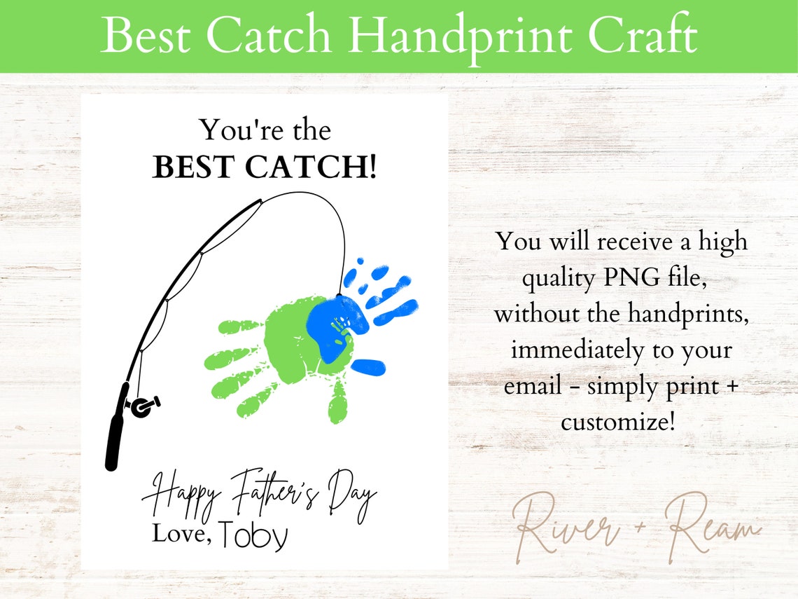 Best Catch Father's Day Footprint Craft, Printable, Kid Craft for Mom ...