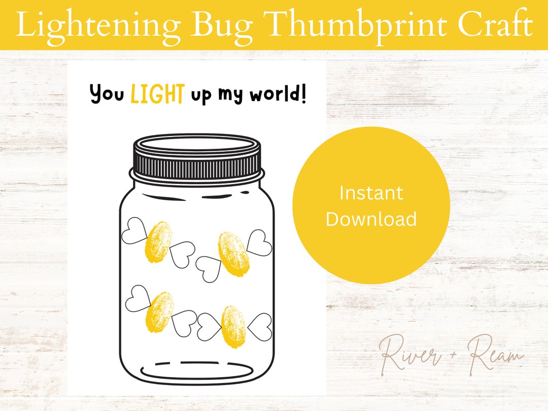 Fireflies Thumbprint Craft, Printable, Kid Craft, Daycare Activity ...