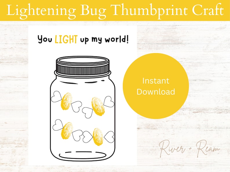 Fireflies Thumbprint Craft, Printable, Kid Craft, Daycare Activity ...