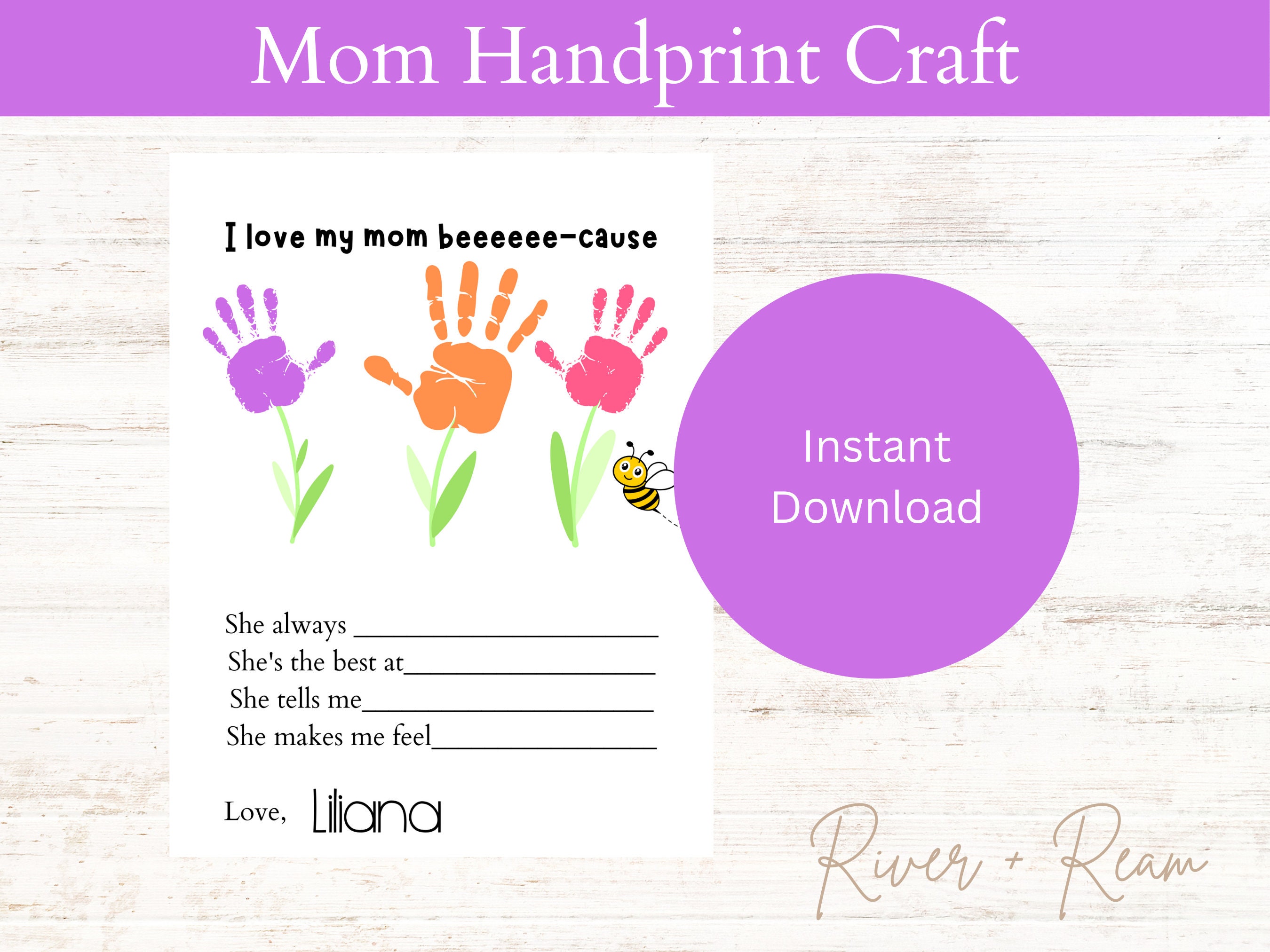 Mom Handprint Craft, Printable, Kid Craft for Mom, Daycare Activity ...
