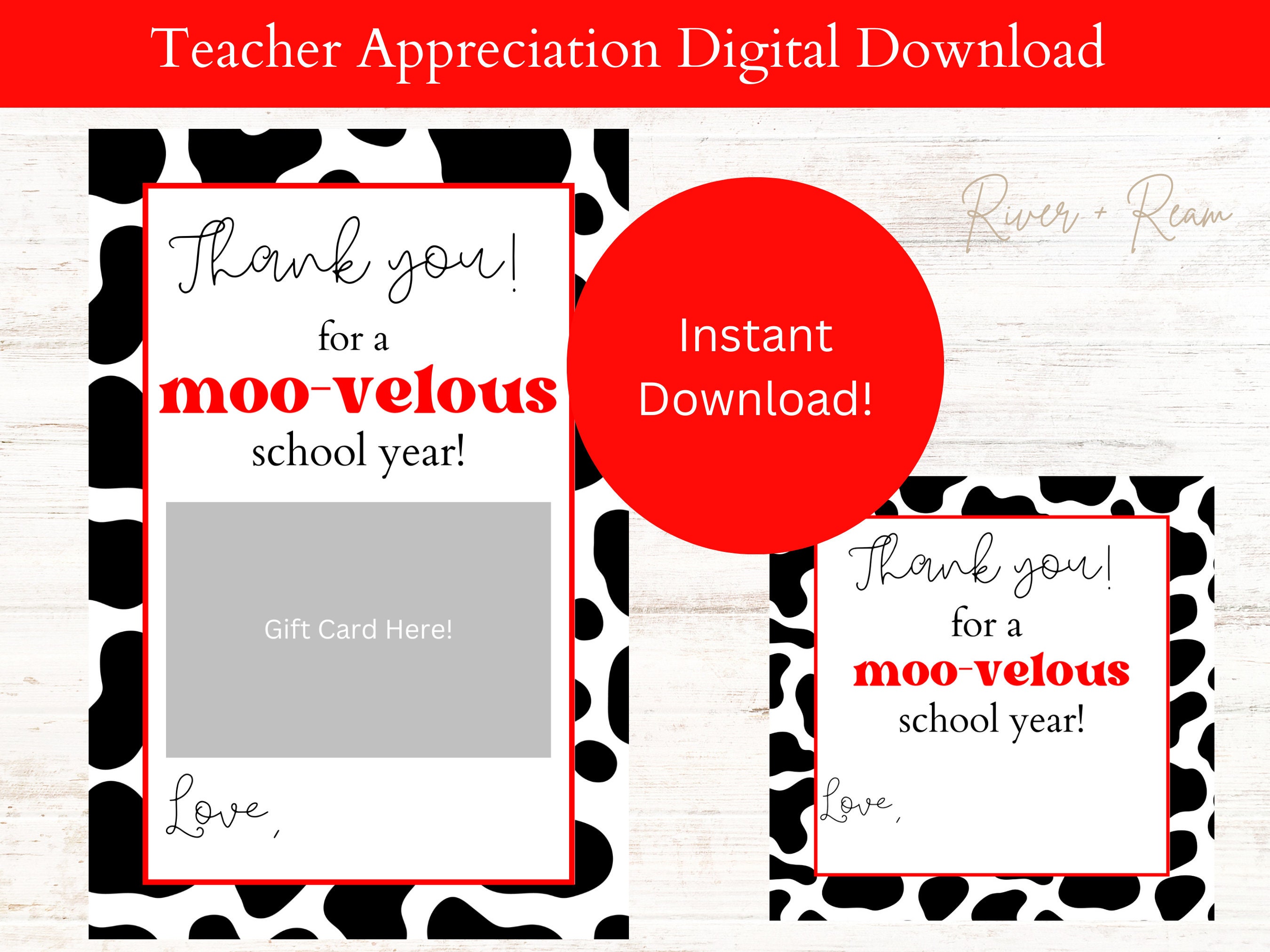 Printable Chick Fil A Teacher Appreciation Digital Download, Gift Card ...