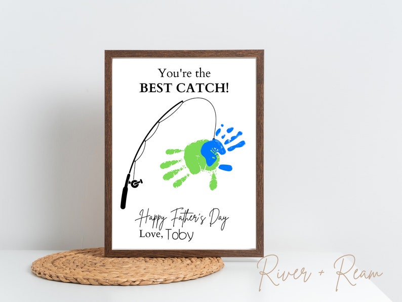 Best Catch Father's Day Footprint Craft, Printable, Kid Craft for Mom ...
