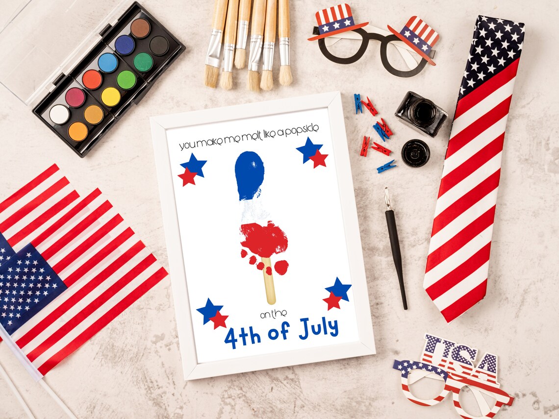 4th of July Popsicle Footprint Craft, Printable, Kid Craft, Daycare ...