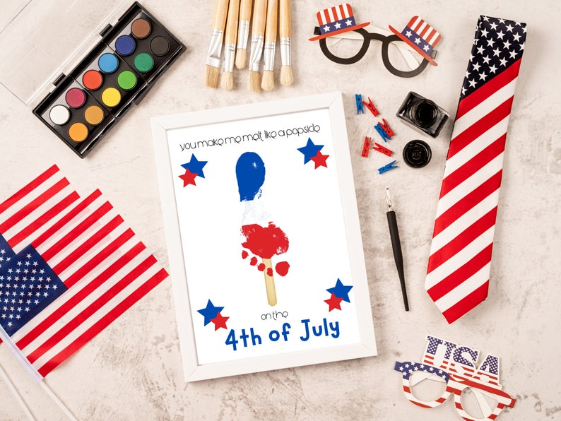 4th of July Popsicle Footprint Craft, Printable, Kid Craft, Daycare ...
