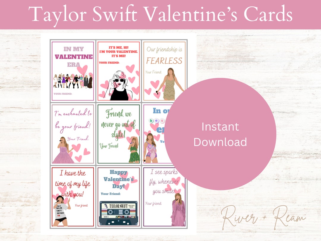 Taylor Swift Valentines Cards, Digital Download, Taylor Swift Designs ...