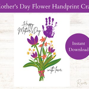 Mother's Day Flower Handprint Craft, Printable, Kid Craft for Mom ...