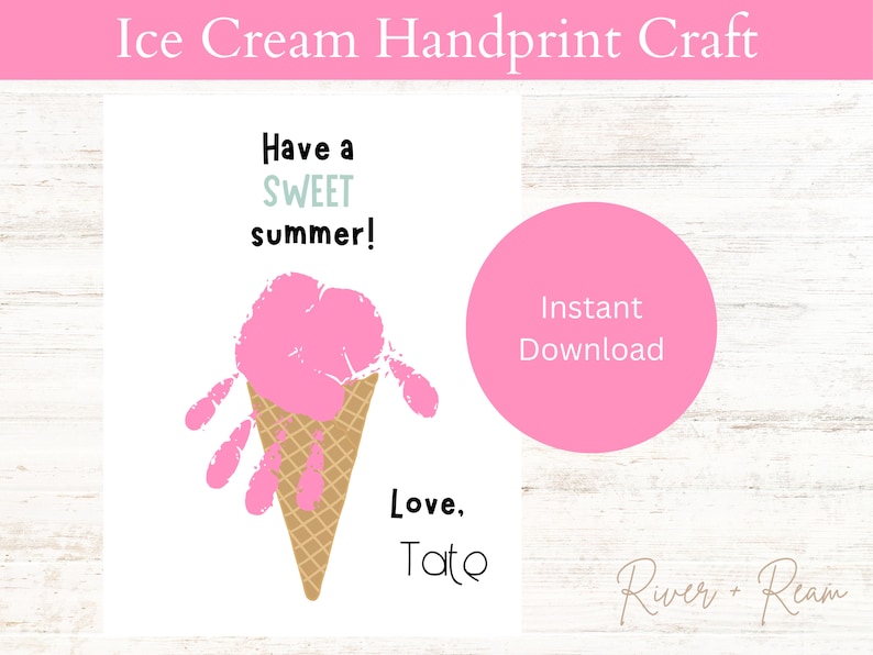 Ice Cream Handprint Craft, Printable, Kid Craft, Daycare Activity ...