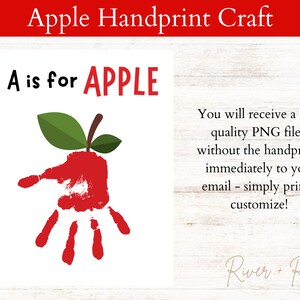 Apple Handprint Craft, Printable, Kid Craft, Daycare Activity, Keepsake ...