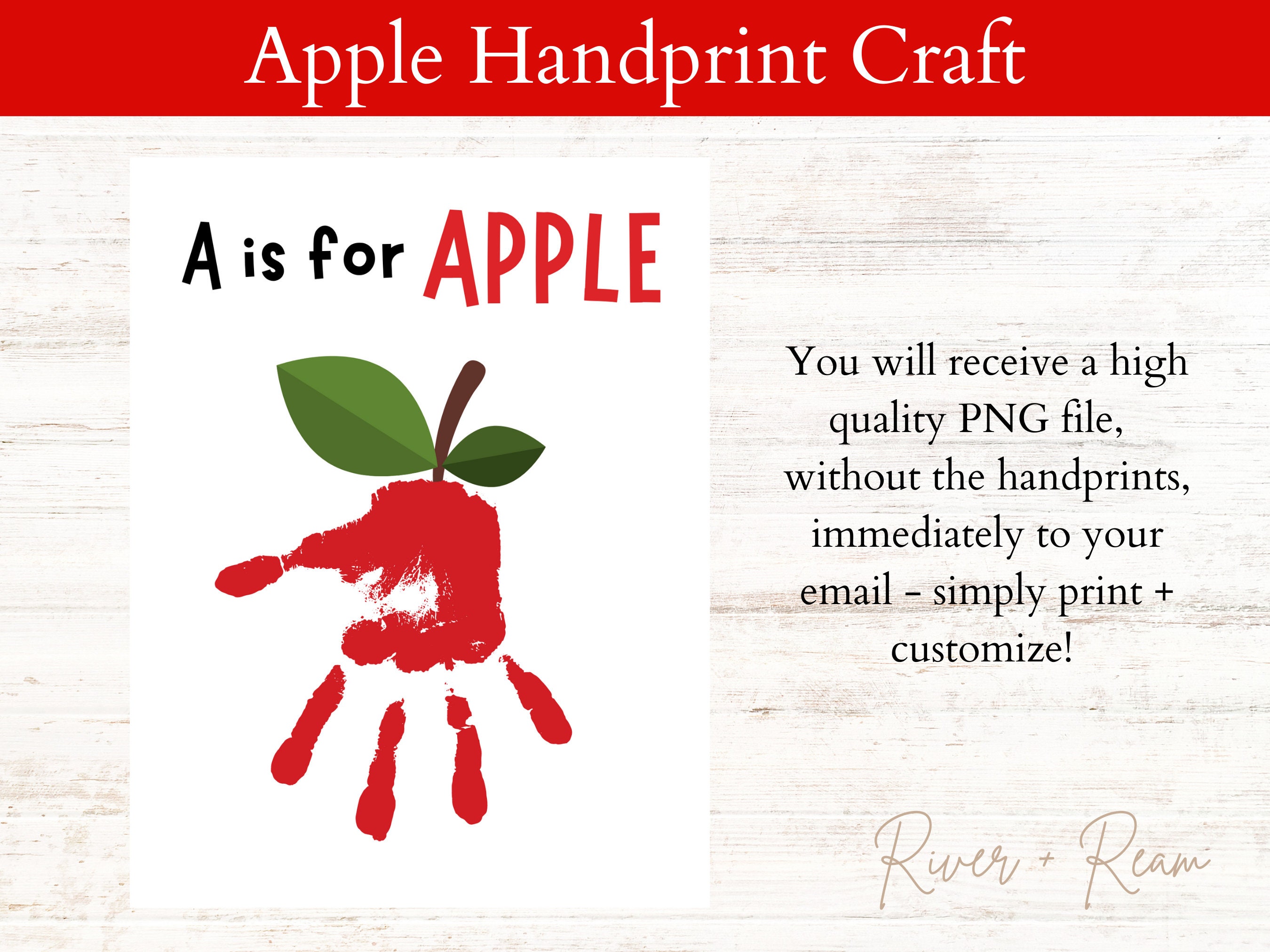 Apple Handprint Craft, Printable, Kid Craft, Daycare Activity, Keepsake ...