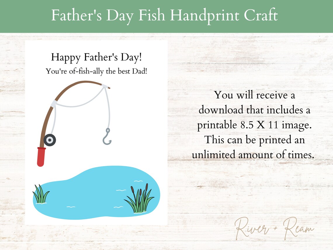 Father's Day Fishing Handprint Craft, Printable, Kid Craft for Dad ...