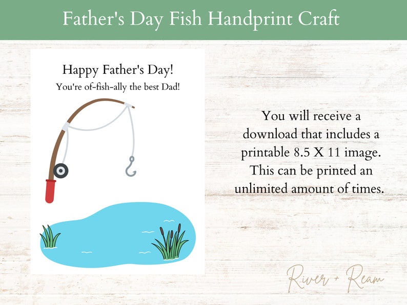 Father's Day Fishing Handprint Craft, Printable, Kid Craft for Dad ...