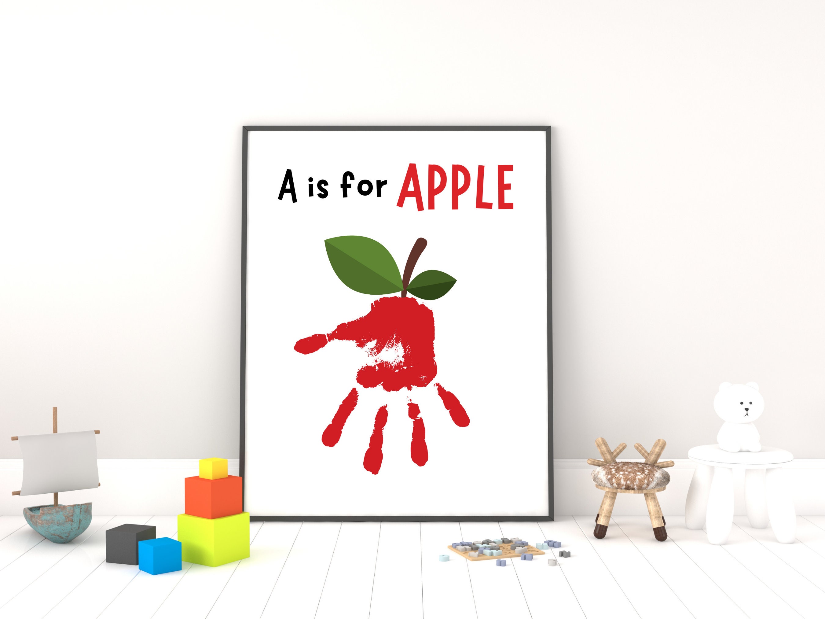 Apple Handprint Craft, Printable, Kid Craft, Daycare Activity, Keepsake ...