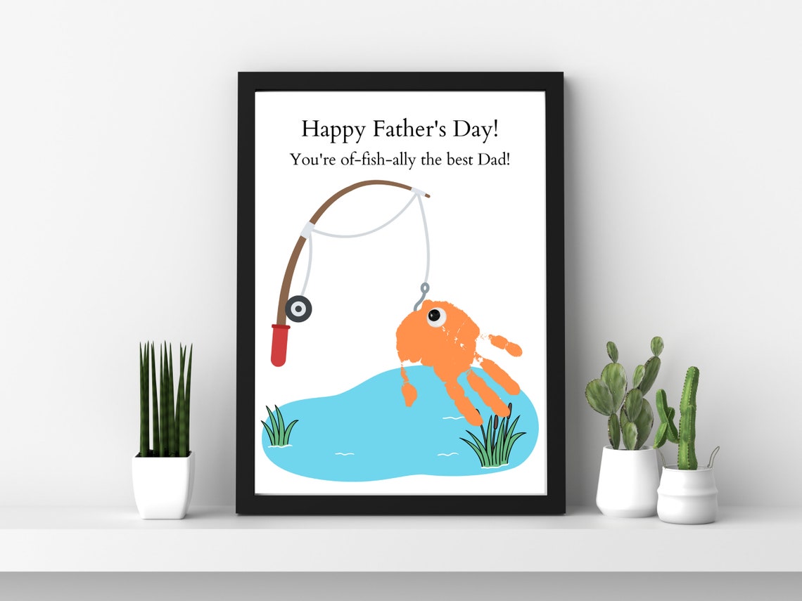 Father's Day Fishing Handprint Craft, Printable, Kid Craft for Dad ...