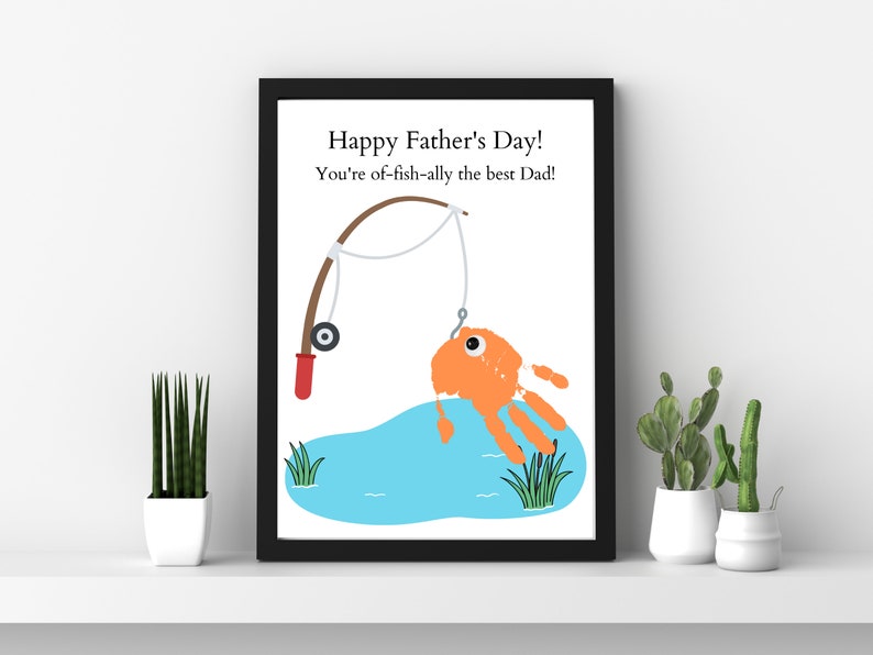Father's Day Fishing Handprint Craft, Printable, Kid Craft for Dad ...