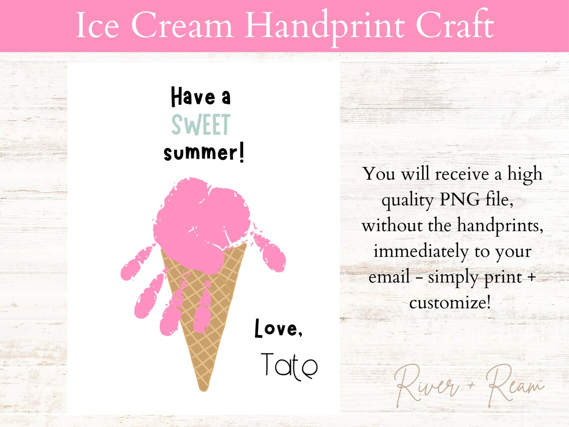 Ice Cream Handprint Craft, Printable, Kid Craft, Daycare Activity ...