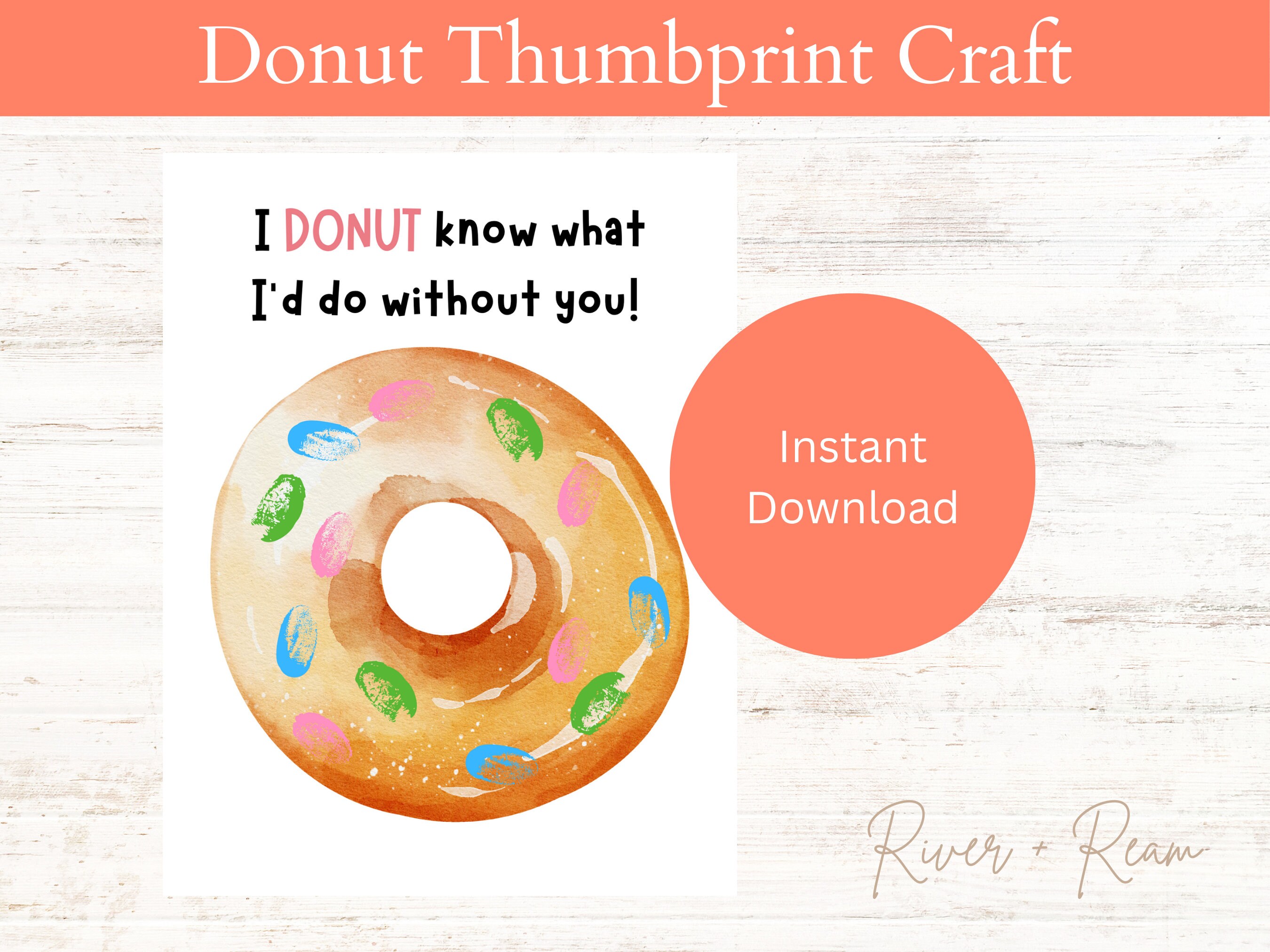 Donut Thumbprint Craft, Printable, Kid Craft, Daycare Activity ...